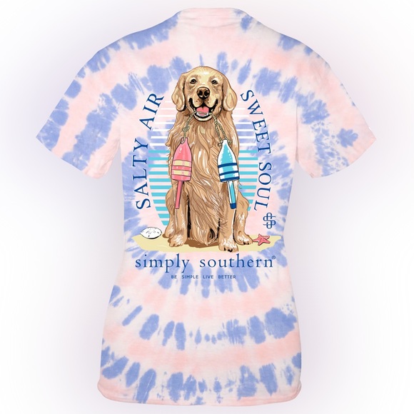 Simply Southern | Tops | Nwt Simply Southern Blue Tie Dye Dog Salty Air ...